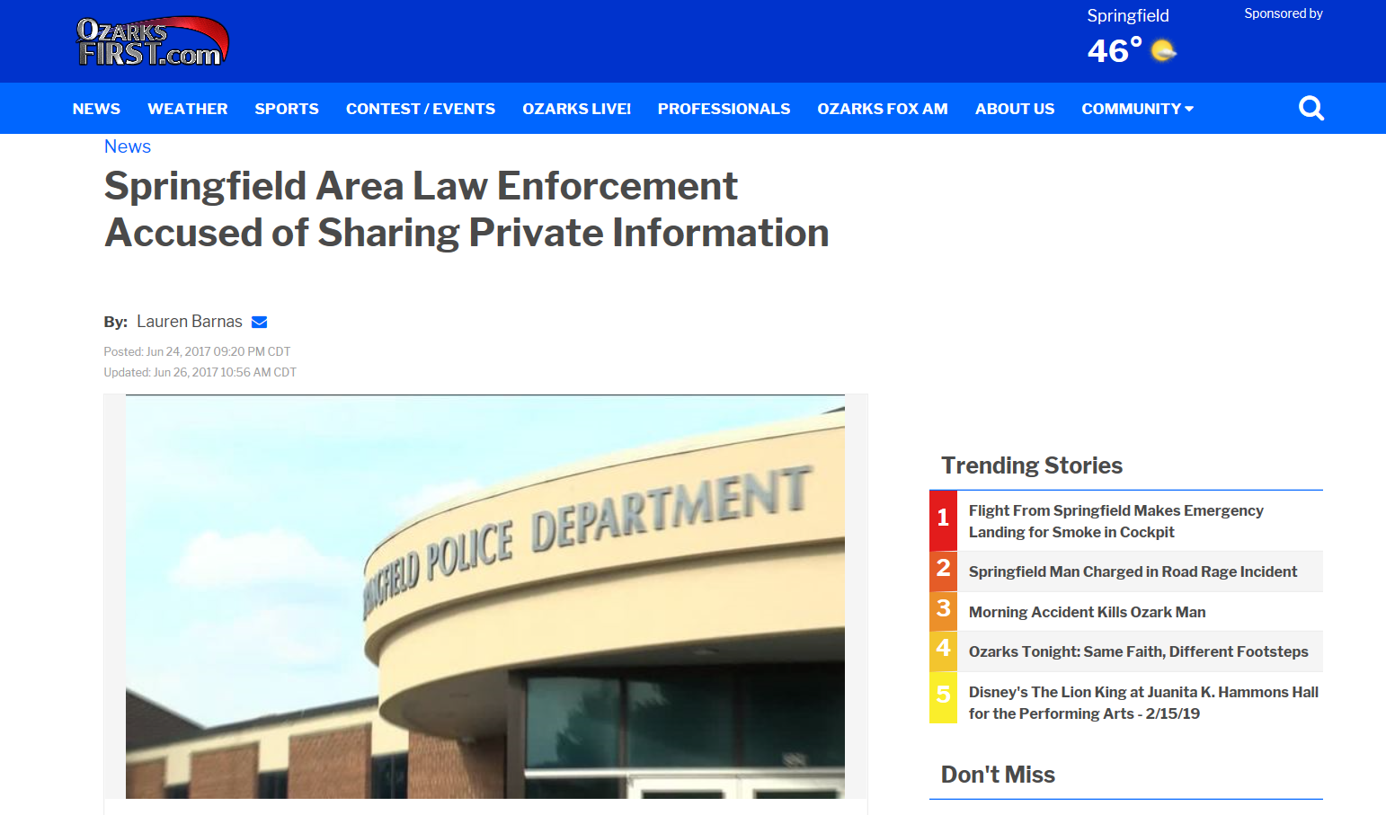 Springfield Area Law Enforcement Accused of Sharing Private Information ...